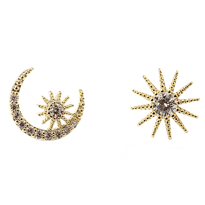 星星月亮耳钉女耳环简约小巧百搭