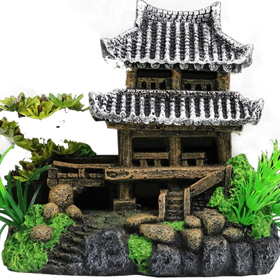 仿古破旧房屋凉亭风水瓦片造景