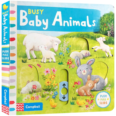 英文原版 忙碌系列：Busy Baby Animals 忙碌的小动物儿童早教启蒙机关操作活动纸板书 锻炼低幼宝宝小手肌肉亲子互动游戏绘本