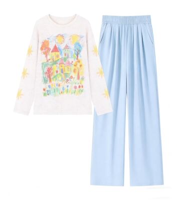 【玉米专享】涂鸦上衣套装612#