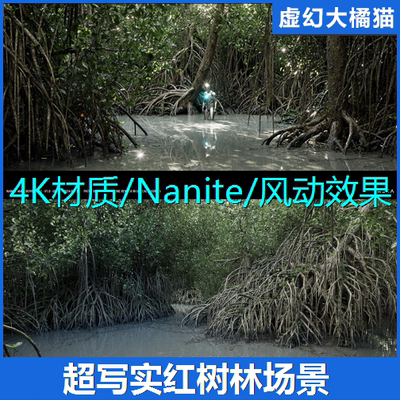 UE5 Nanite Mangrove Vol.1 红树林场景游戏开发素材虚拟影视制片