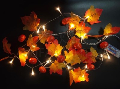Thanksgiving 20LED Lighted Fall Autumn Pumpkin Maple Leaves