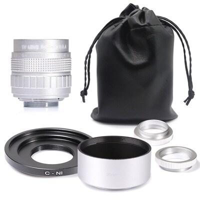 Silver Fujian 50mm F1.4 CCTV TV  camera lens + C N1 + lens