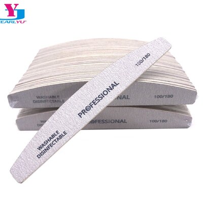 100Pcs/lot Manicure Nail File Grit 100/180 Washable Limes A