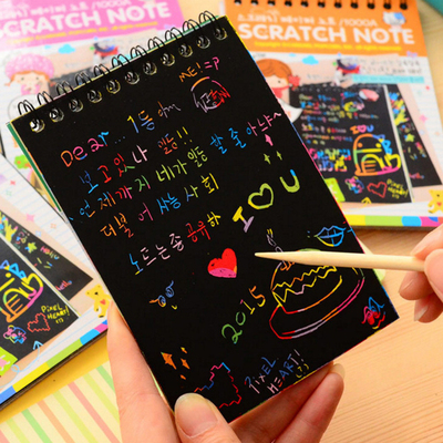 ZHTING 10 Pages/1 Book Colorful Dazzle Scratch Note Sketchbo