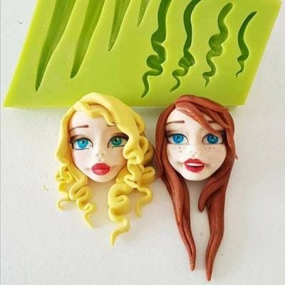 Creative Cartoon Girl Hair Silicon Mold DIY Handmad Fondant