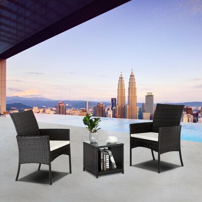 3 IN I 2 Patio Furniture Set Single Seat 1PCS Tea Table Outd