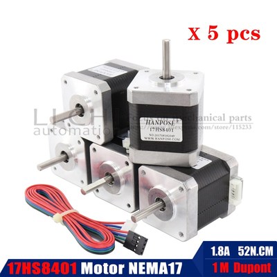5pcs Nema17 Stepper  Motor 42BYGH 4 lead  17HS8401 D 42x48m