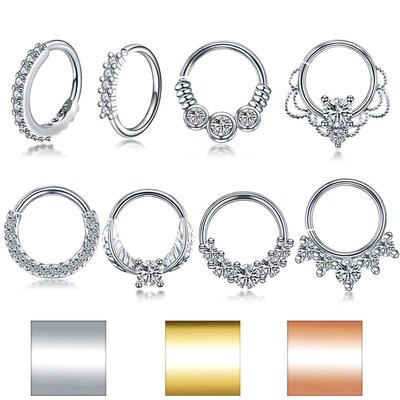 1PC Seamless Nose Hoop Septum Rings Real Pierced Daith Carti