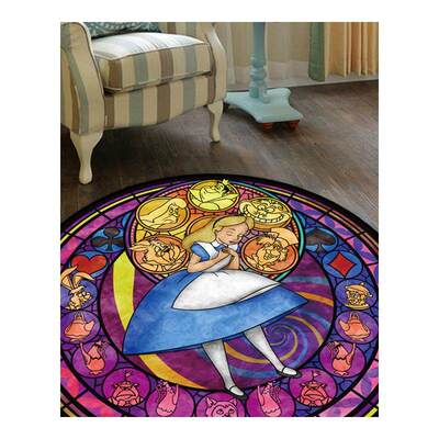 Cartoon Alice in Wonderland Circel Floor Rug Carpet Room Doo