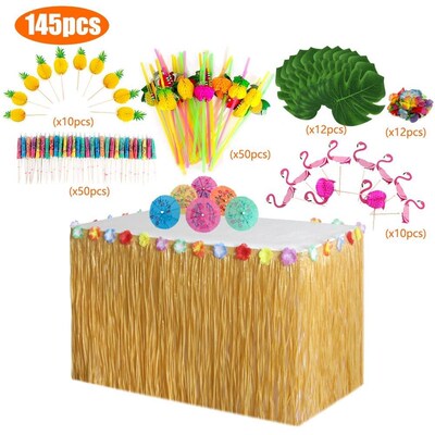 145pcs Hawaiian Table Skirt Set Festive Party Table Dress D