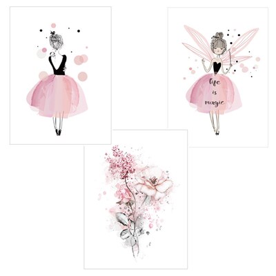 3pcs Kids Room Decor Pictures Baby Girls Bedroom Picture Nur