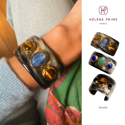 HELENEPRIME牛角宝石开口手镯