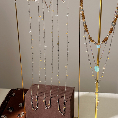 Mary手工锤痕金币串珠项链黄铁矿