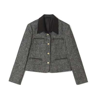 长袖上衣单排扣翻领外套