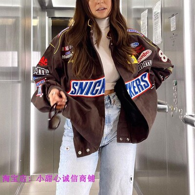 机车印花休闲宽松长袖风衣外套