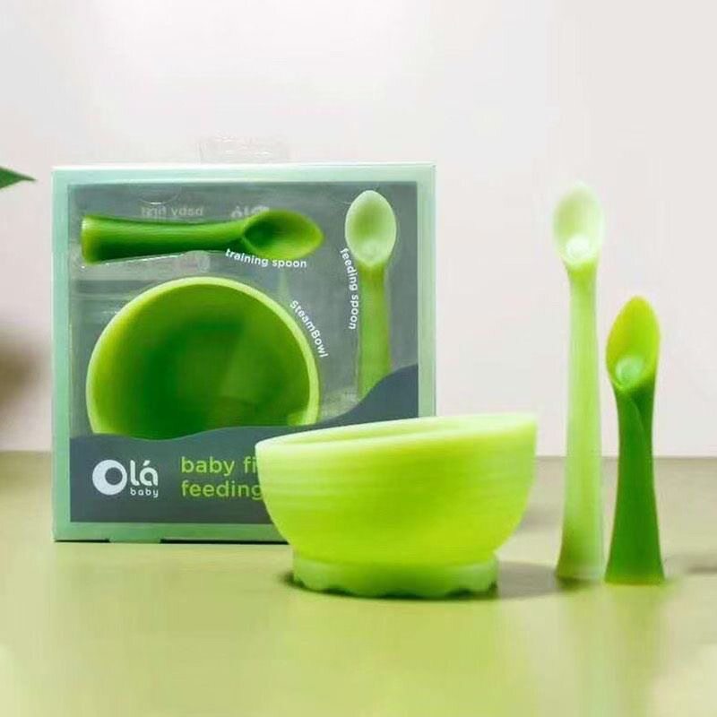 olababy欧拉宝贝宝宝辅食勺婴儿防摔烫吸盘碗硅胶辅食勺儿童餐具