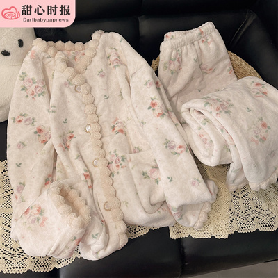 甜心时报女珊瑚绒冬季家居服套装