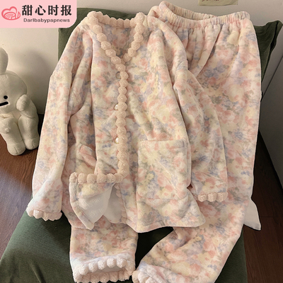 甜心时报女珊瑚绒冬季家居服套装