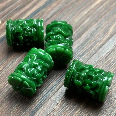 天然正品缅翡翠花青阳绿满绿雕花