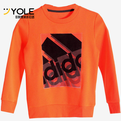 阿迪达斯小童圆领印花运动卫衣