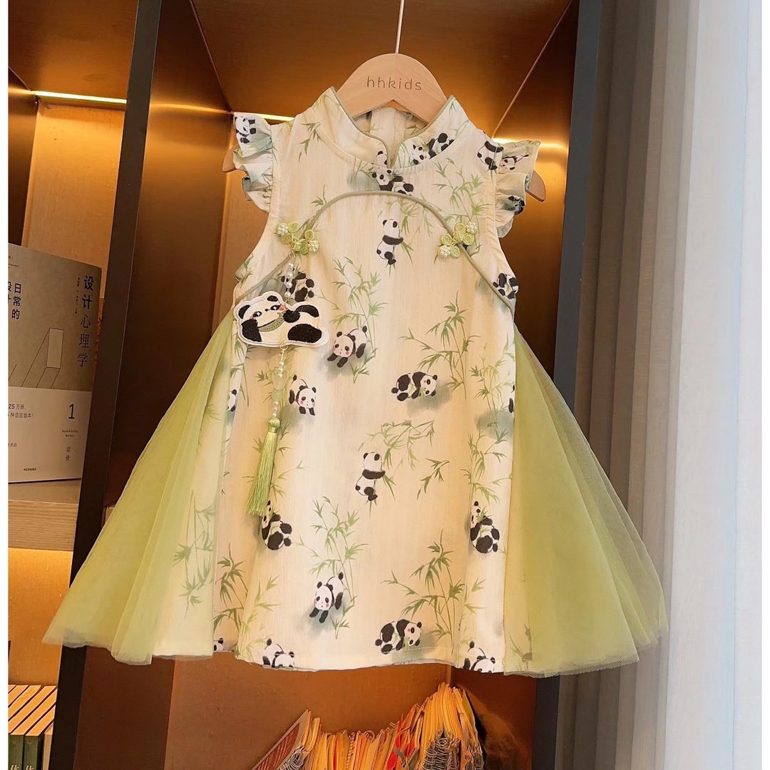 女童小飞袖卡通连衣裙2025夏装新款洋气儿童汉服新中式旗袍公主裙