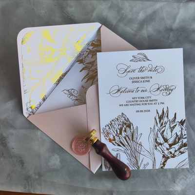 婚礼请柬喜帖设计定制烫金工艺信封全套系生日派对商业活动邀请函