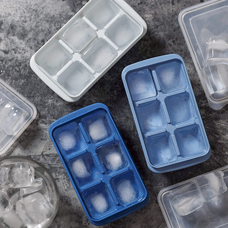 日本霜山制冰盒塑料冰格模具密封自制冻冰神器迷你带盖冻冰块模具_虎窝淘