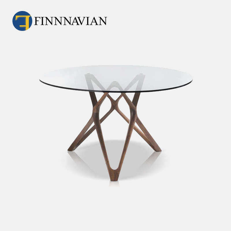 FINNNAVIAN芬纳维亚意式钢化玻璃餐桌 porada现代简约圆形餐台_虎窝淘