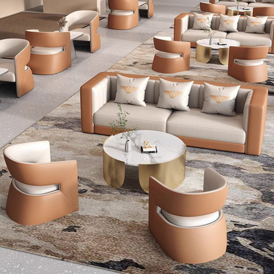 售楼处洽谈沙发桌椅组合酒店大堂大厅接待签约会所美容院会客沙发