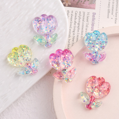 卡通diy树脂配件饰品细闪玛丽花奶油胶手工制发夹手机壳鞋扣配饰