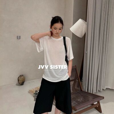夏季莱赛尔轻薄宽松短袖女T恤