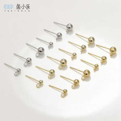 铜3/4/5mm珠子带挂耳钉耳环