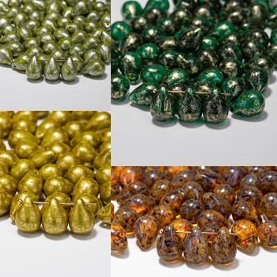 10X14捷克珠大水滴 多色合集胖吊坠古董琉璃毕卡索透色串珠材料