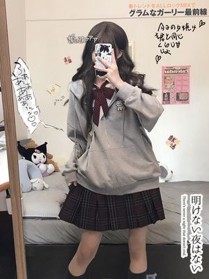 灰色卫衣可爱日系纯棉宽松