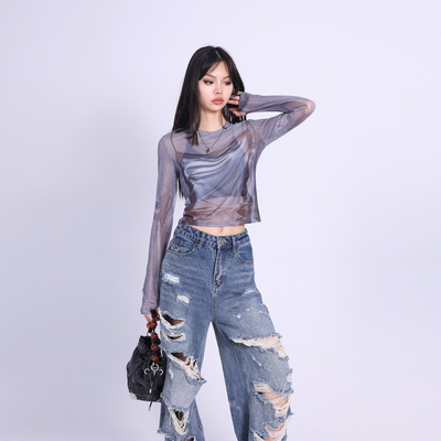 长袖显瘦薄款冰丝女款