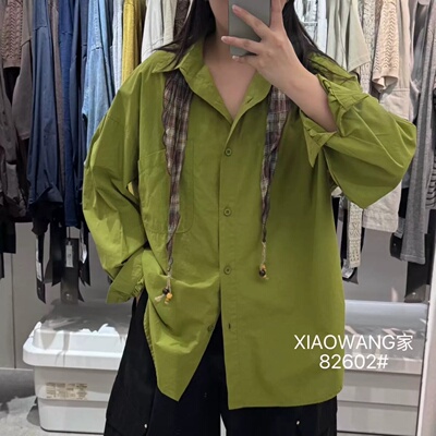 胖mm慵懒休闲斜口袋纯色长袖衬衫