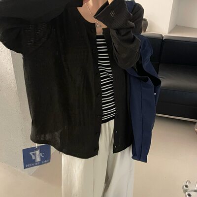 胖mm慵懒休闲风坑条针织开衫外套