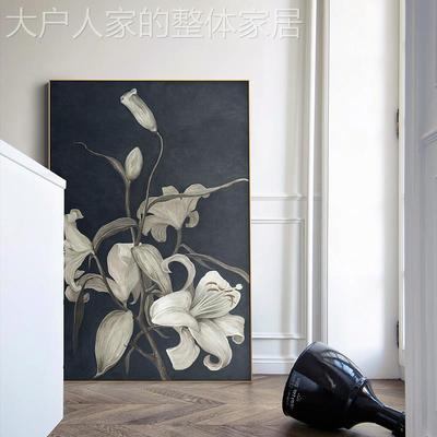 网红仟象画现代轻奢装门映画玄进关饰竖版走廊过道挂画简约壁百合