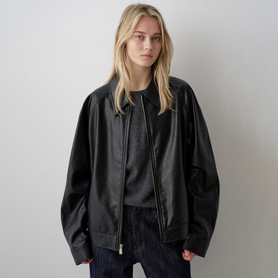 皮衣外套女宽松显瘦夹克上衣