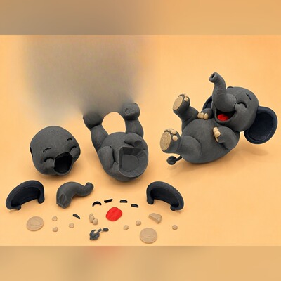 ROFL大象3D打印可爱桌面摆件