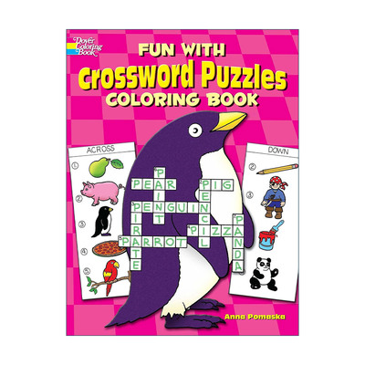 英文原版 Fun with Crossword Puzzles Coloring Book 趣味填字游戏着色书 儿童益智游戏 词汇积累 英文版 进口英语原版书籍