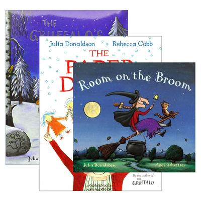 英文原版 Julia Donaldson 茱莉亚唐纳森绘本3册 咕噜牛妞妞 女巫扫帚排排坐 纸娃娃 英文版 进口英语原版书籍
