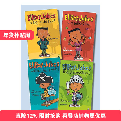 英文原版 Ellray Jakes 4C Box Set 埃雷·杰克系列 1-4册盒装套装 儿童社交友谊章节桥梁故事书 英文版 进口英语原版书籍