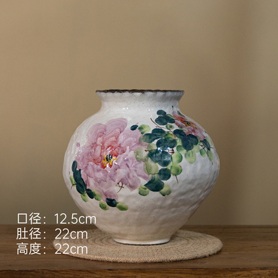 143,076景德镇侘寂风纯手工手绘插花花器客厅玄关绿植可水培装饰