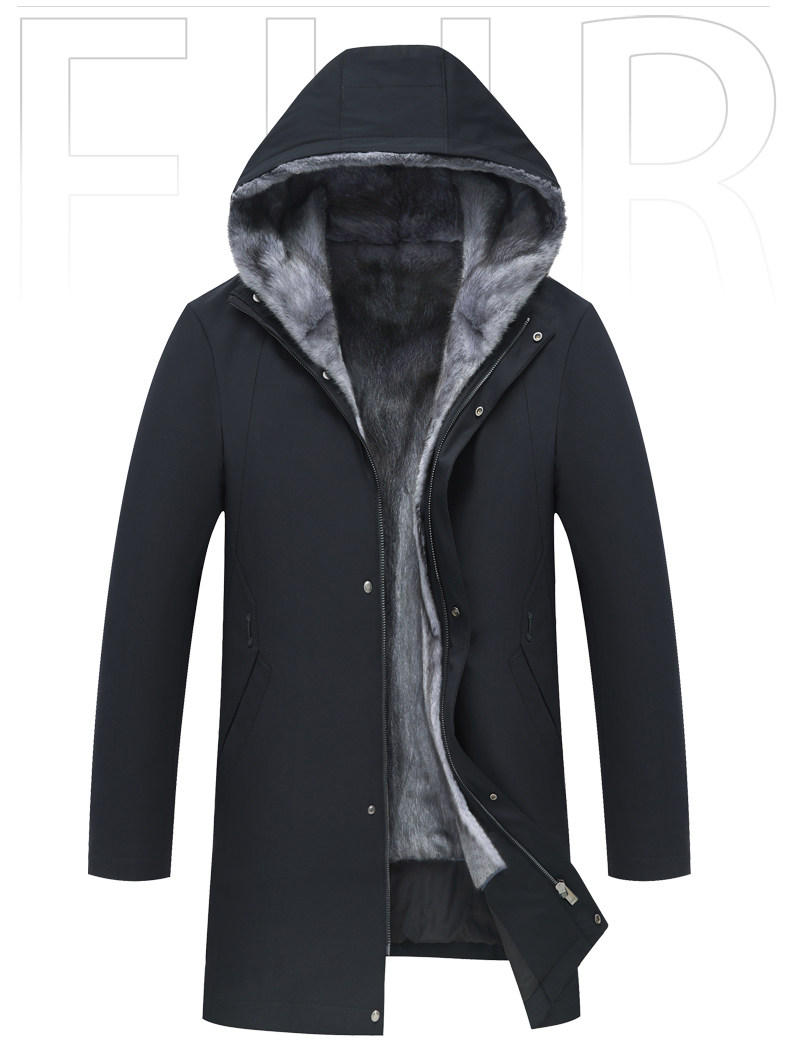 尼克服水貂内胆十字貂貂绒派克服中长款修身真皮皮草商务裘皮外套