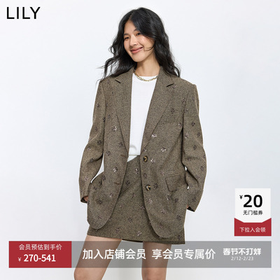 LILY通勤珠片设计感法式西装外套
