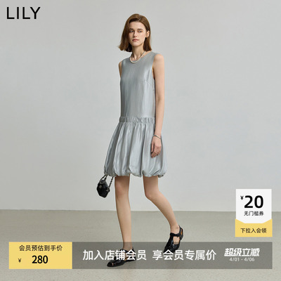 LILY新款花苞无袖连衣裙