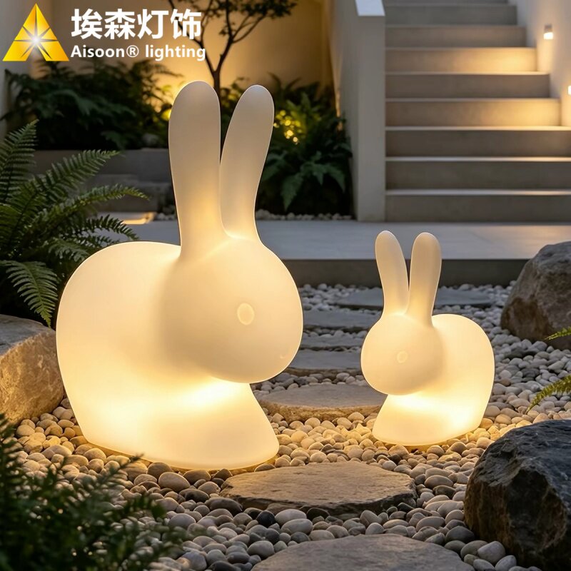 LED户外防水发光兔子灯望月兔别墅花园草坪灯中秋广场商场装饰灯