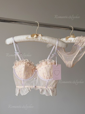 心动限定*纯欲少女清新绒面印花钢圈鱼骨聚拢舒适透气内衣女薄款